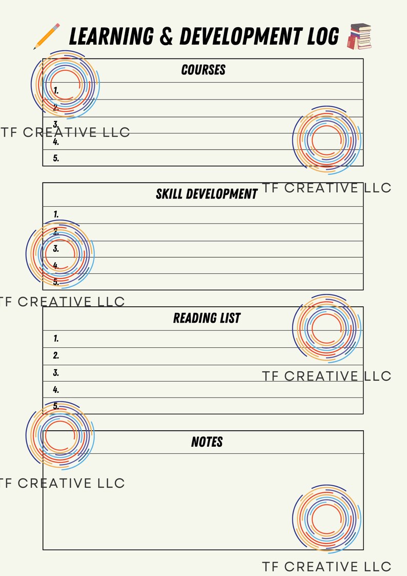 Printable Learning & Development Log - Etsy
