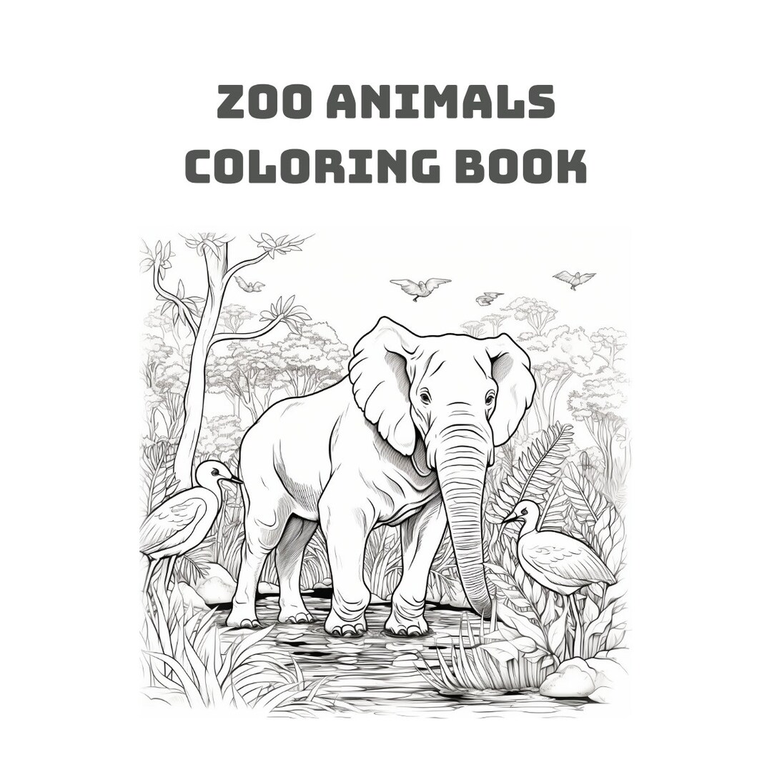 Printable Zoo Animals Coloring Book - Etsy