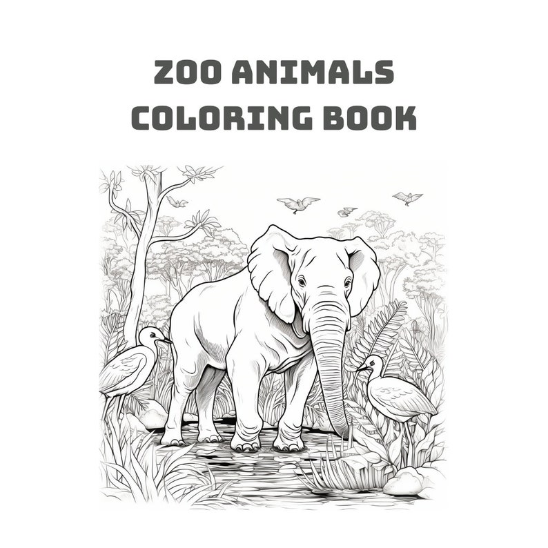 Printable Zoo Animals Coloring Book - Etsy