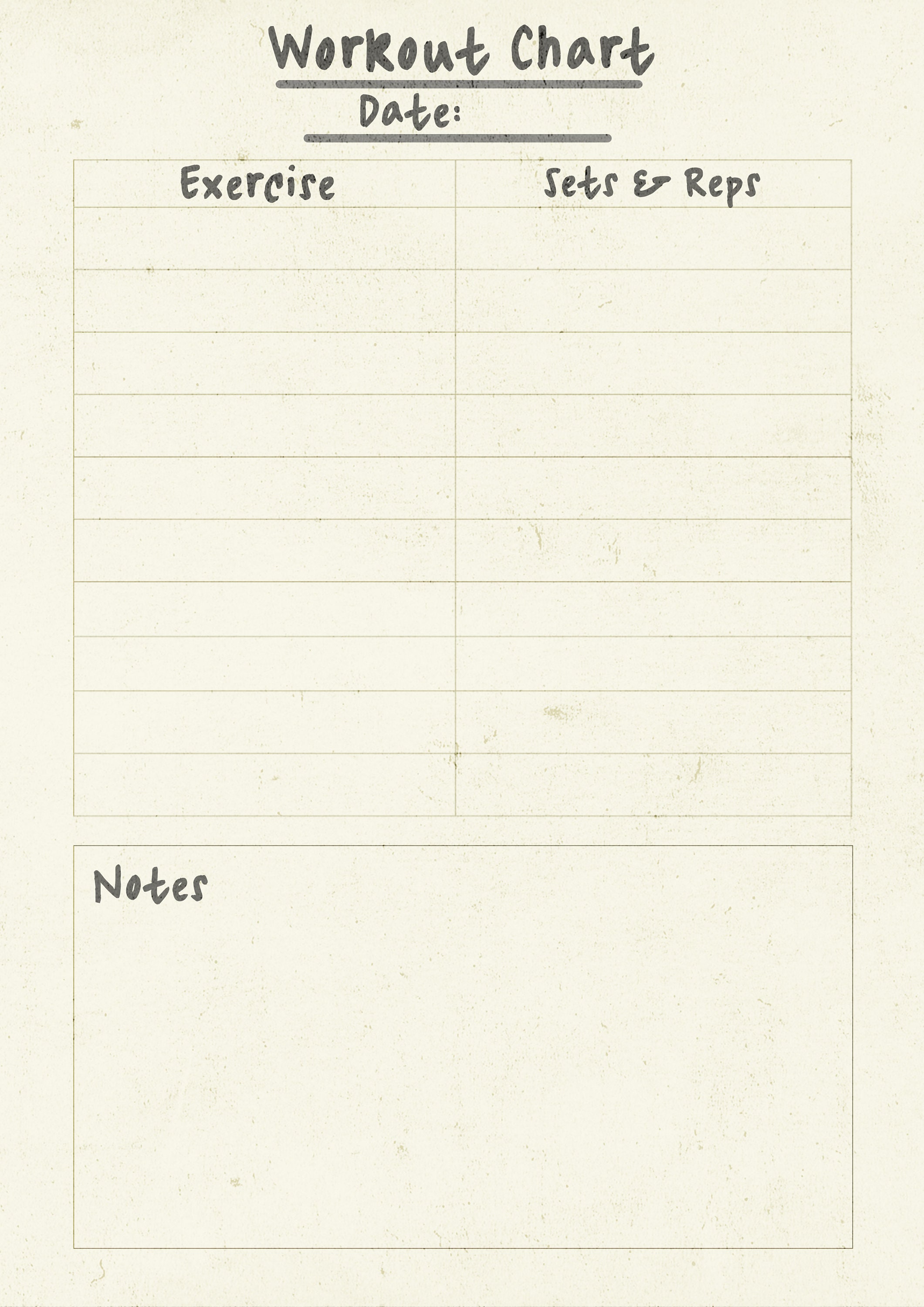 Work Out Charts Template