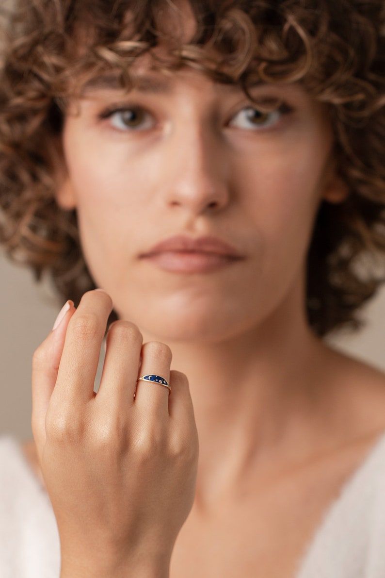 Sky Ring, 14k Solid Gold Sky Ring, Galaxy Ring, Planet Ring, Space Ring ...