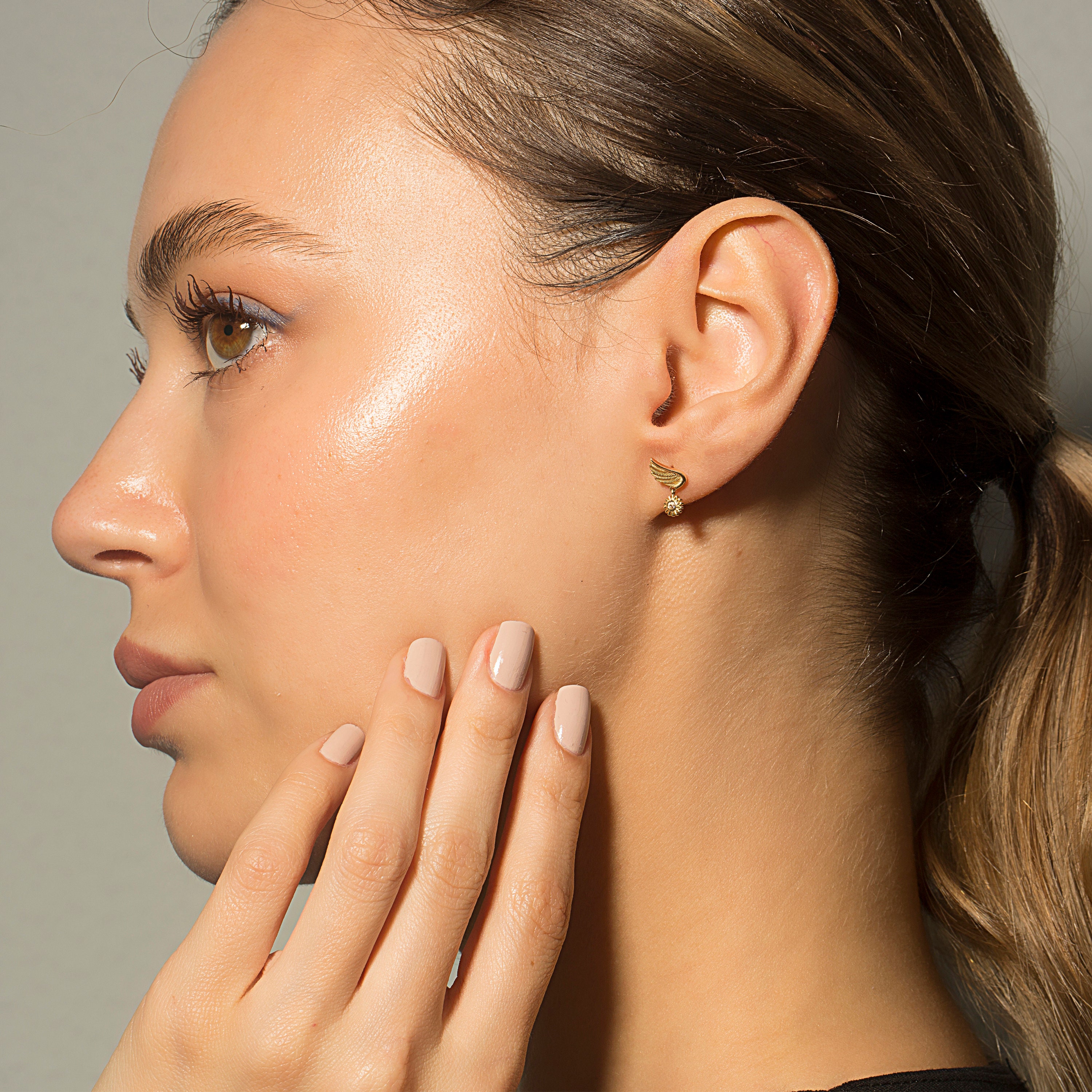 Angel Wing Piercing, 14K Solid Gold Labret Cartilage Stud, Cartilage ...