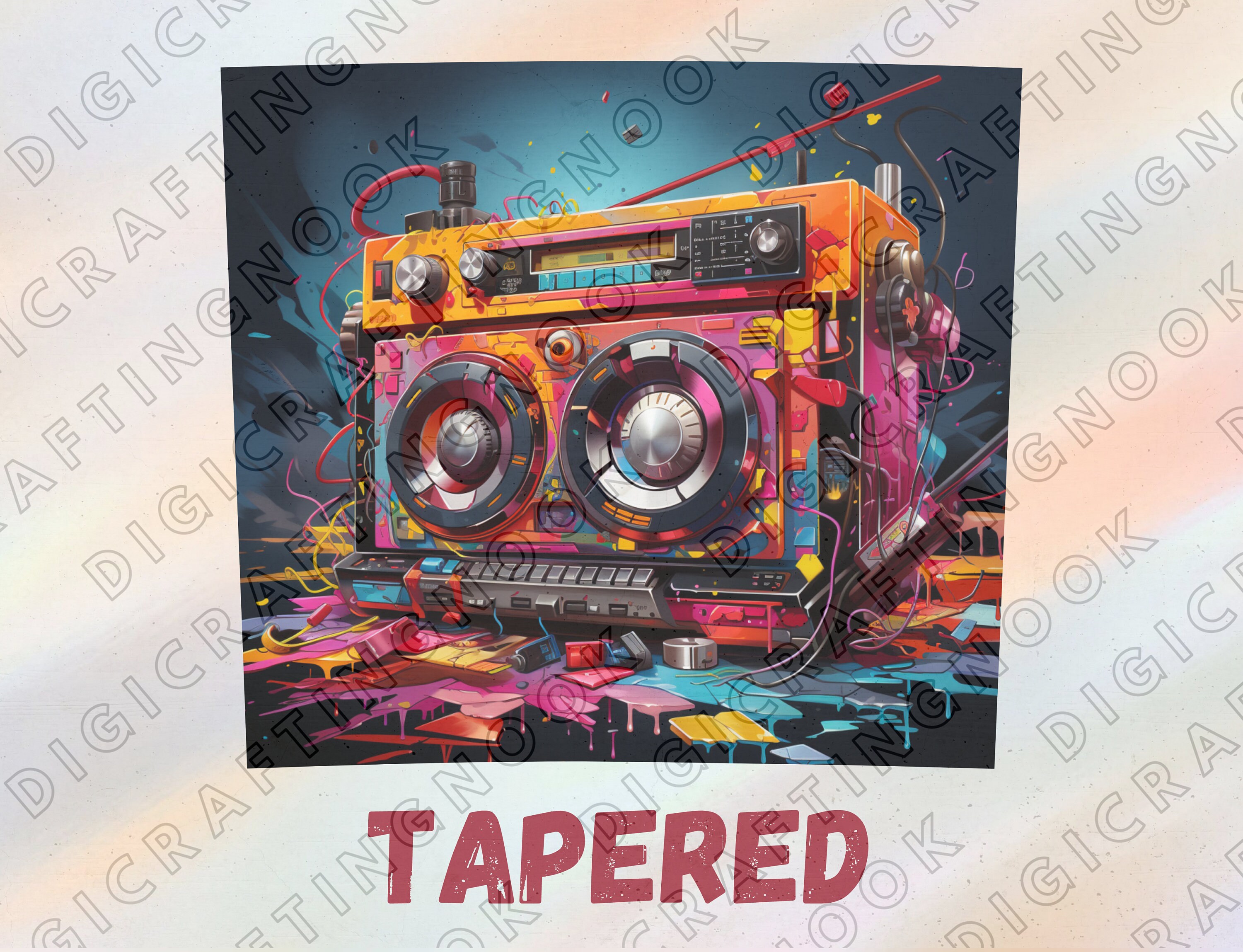90s Neon Boombox 20 Oz Skinny Tumbler Sublimation Design, Straight and ...