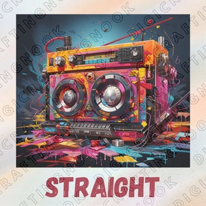 90s Neon Boombox 20 Oz Skinny Tumbler Sublimation Design, Straight and ...