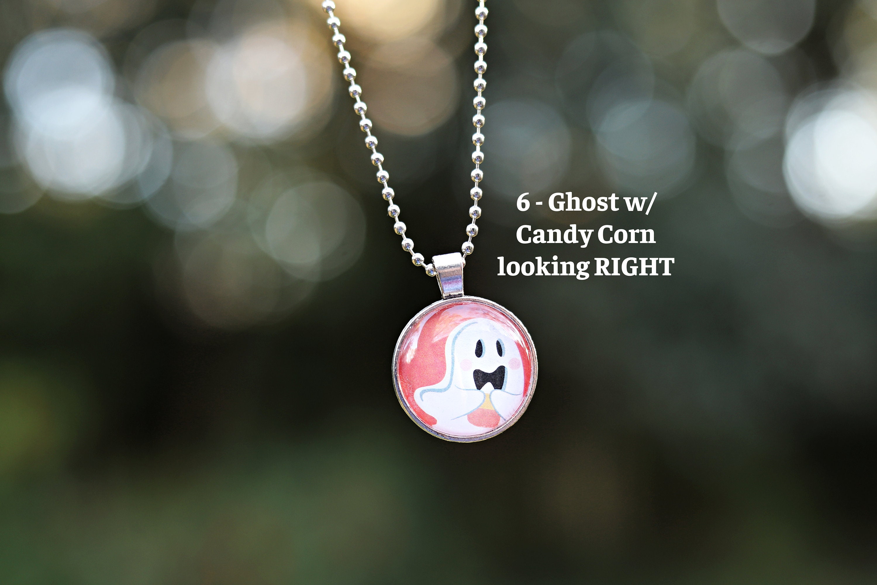 Cutesy Ghost Cabochon Pendant Ball Chain Necklace, Ghoul Necklace ...