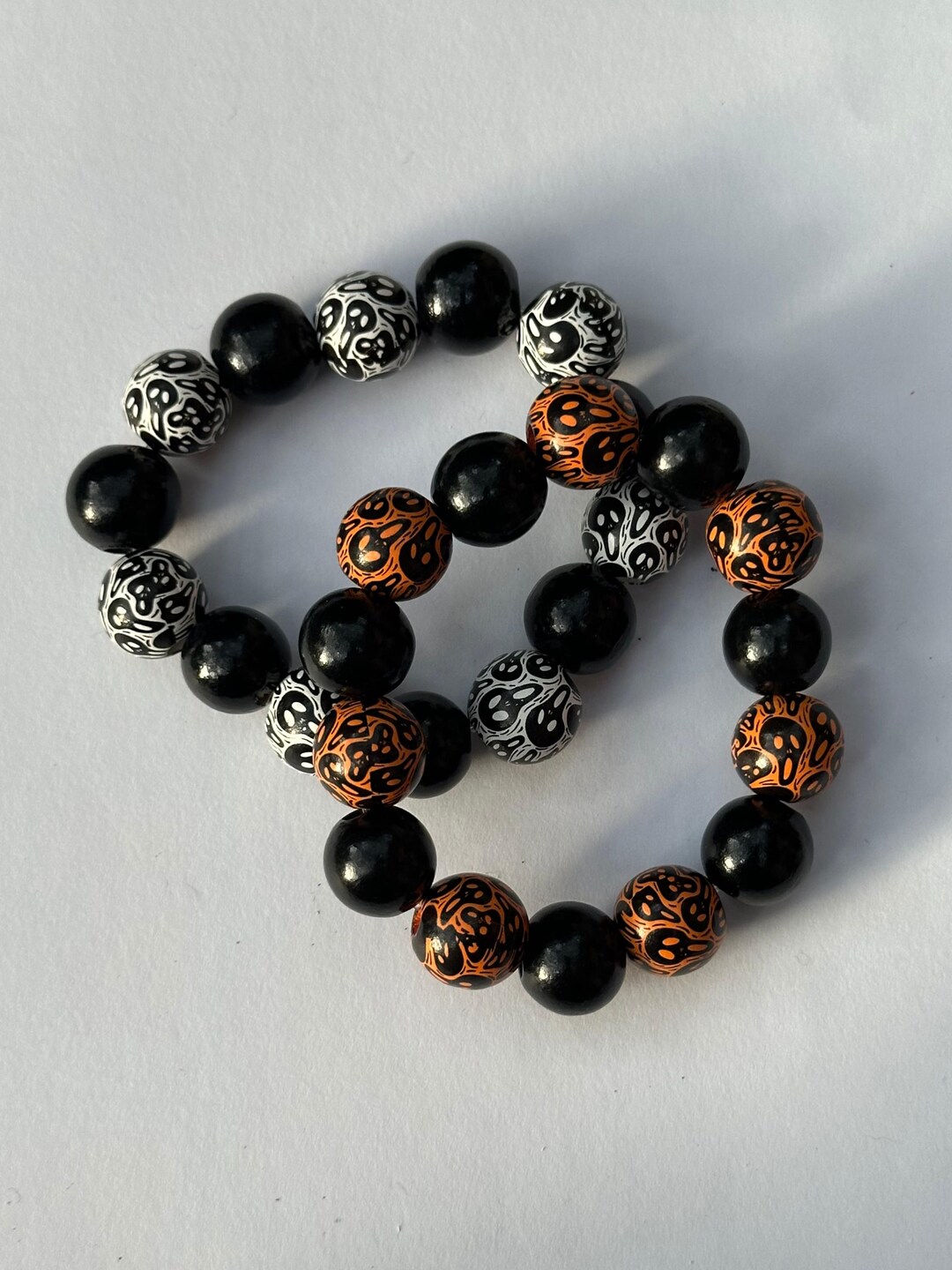 Screaming Spirits Wooden Bead Bracelet, Wood Bead Bracelet, Halloween ...