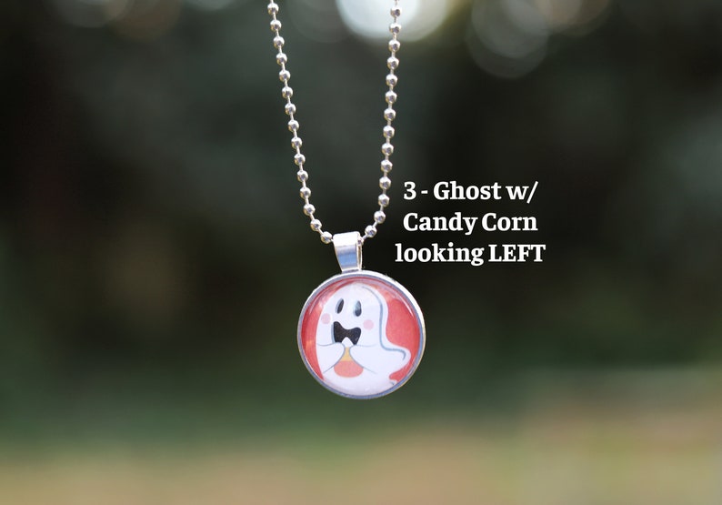 Cutesy Ghost Cabochon Pendant Ball Chain Necklace, Ghoul Necklace ...