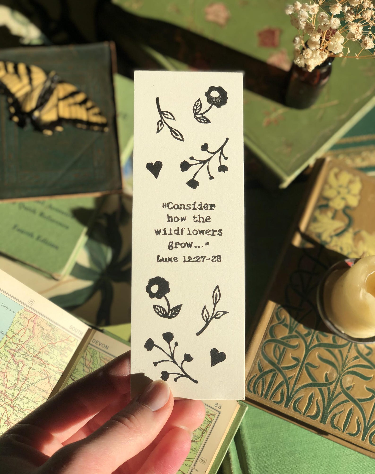 Wildflower Floral Bible Verse Handmade Linocut Block Print Stamp ...