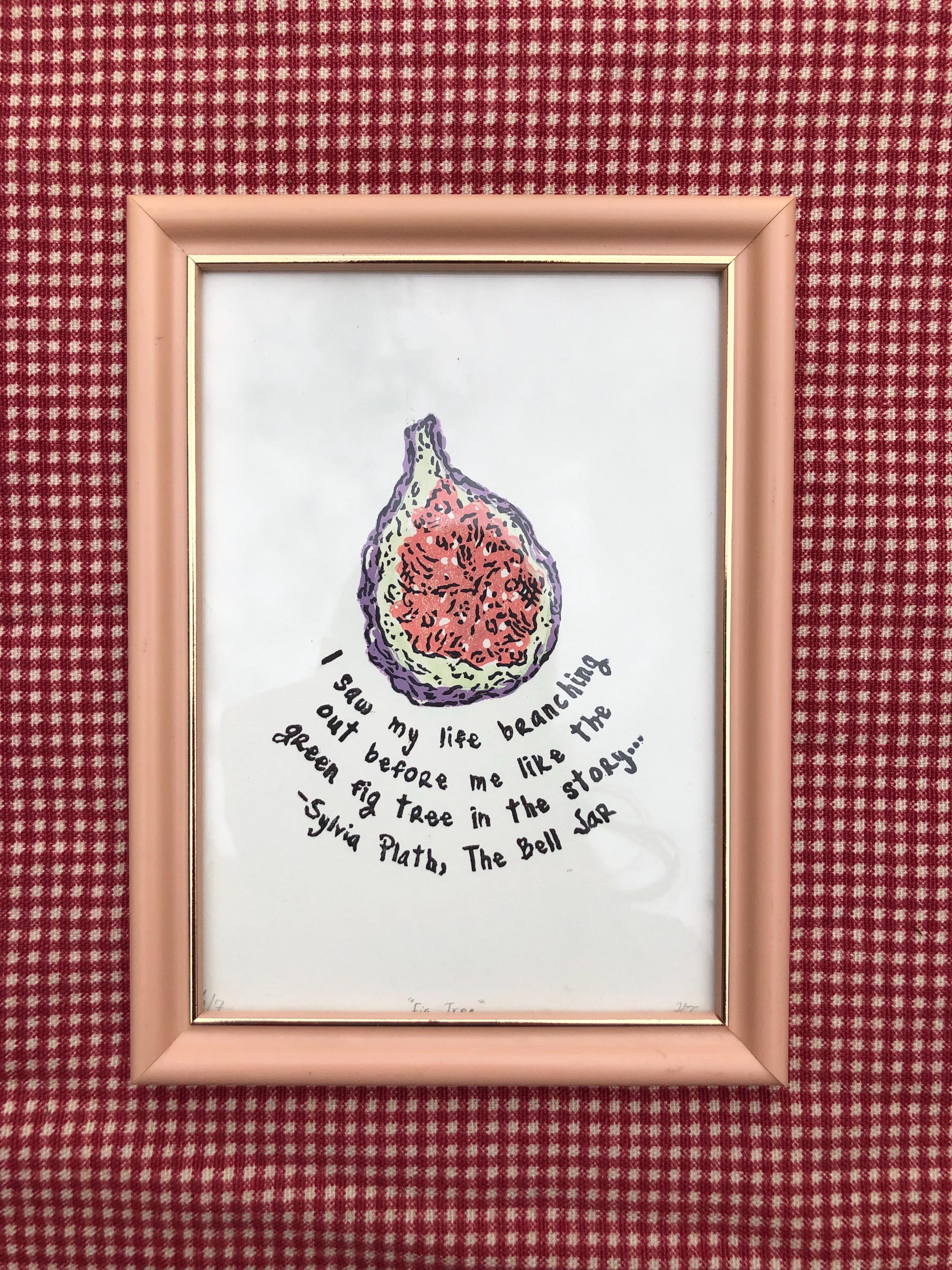 Linocut Fig Tree Analogy Sylvia Plath Quote Art Print Unframed Original ...