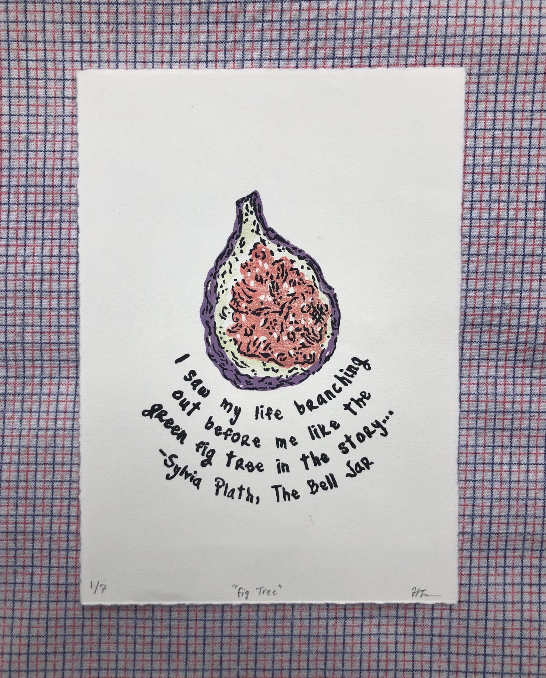 Linocut Fig Tree Analogy Sylvia Plath Quote Art Print Unframed Original ...