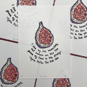 Linocut Fig Tree Analogy Sylvia Plath Quote Art Print Unframed Original ...