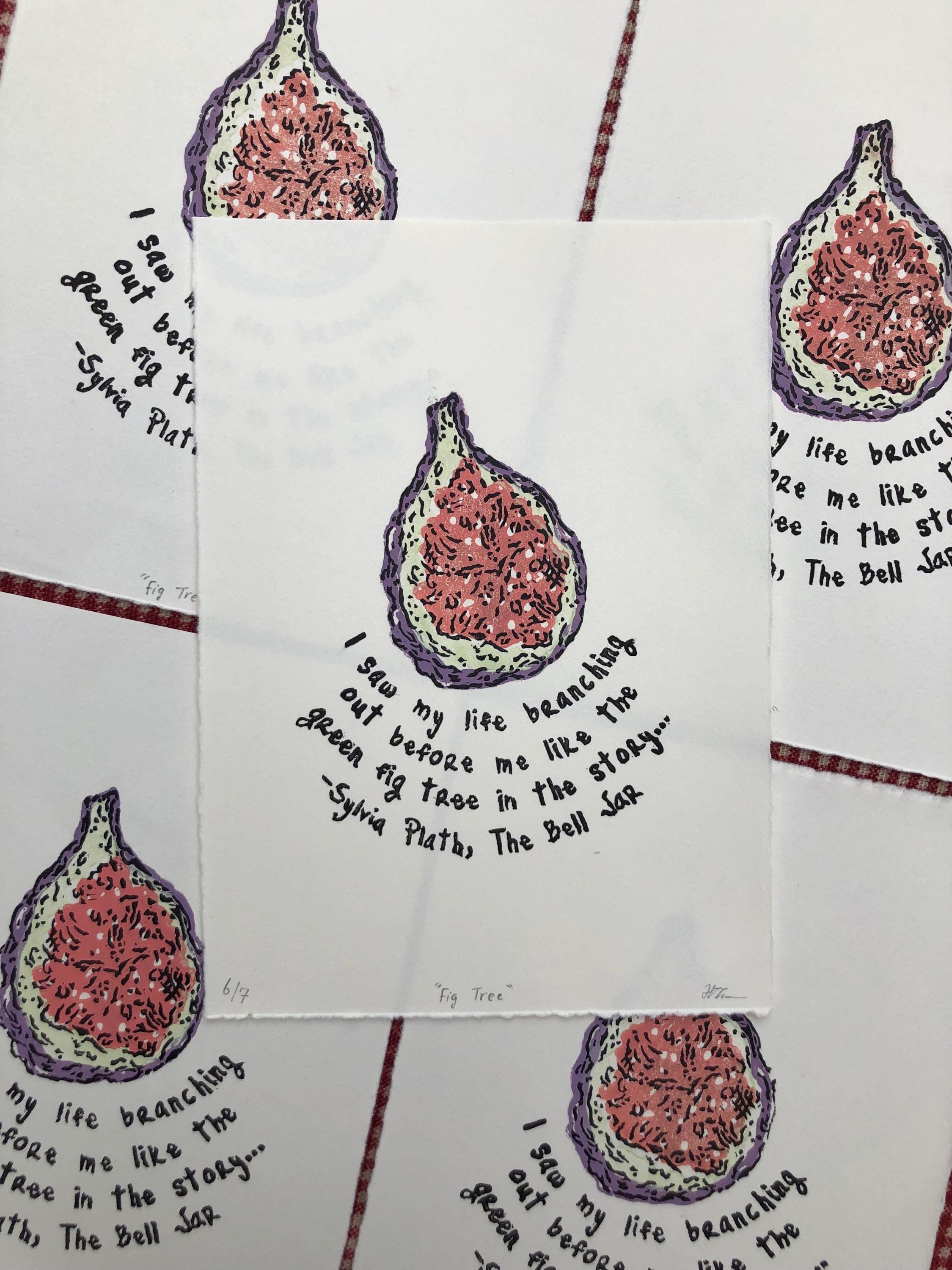 Linocut Fig Tree Analogy Sylvia Plath Quote Art Print Unframed Original ...