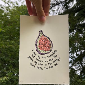 Fig Tree Analogy | Original Handmade Linocut Art Print | Unframed (5x7 ...
