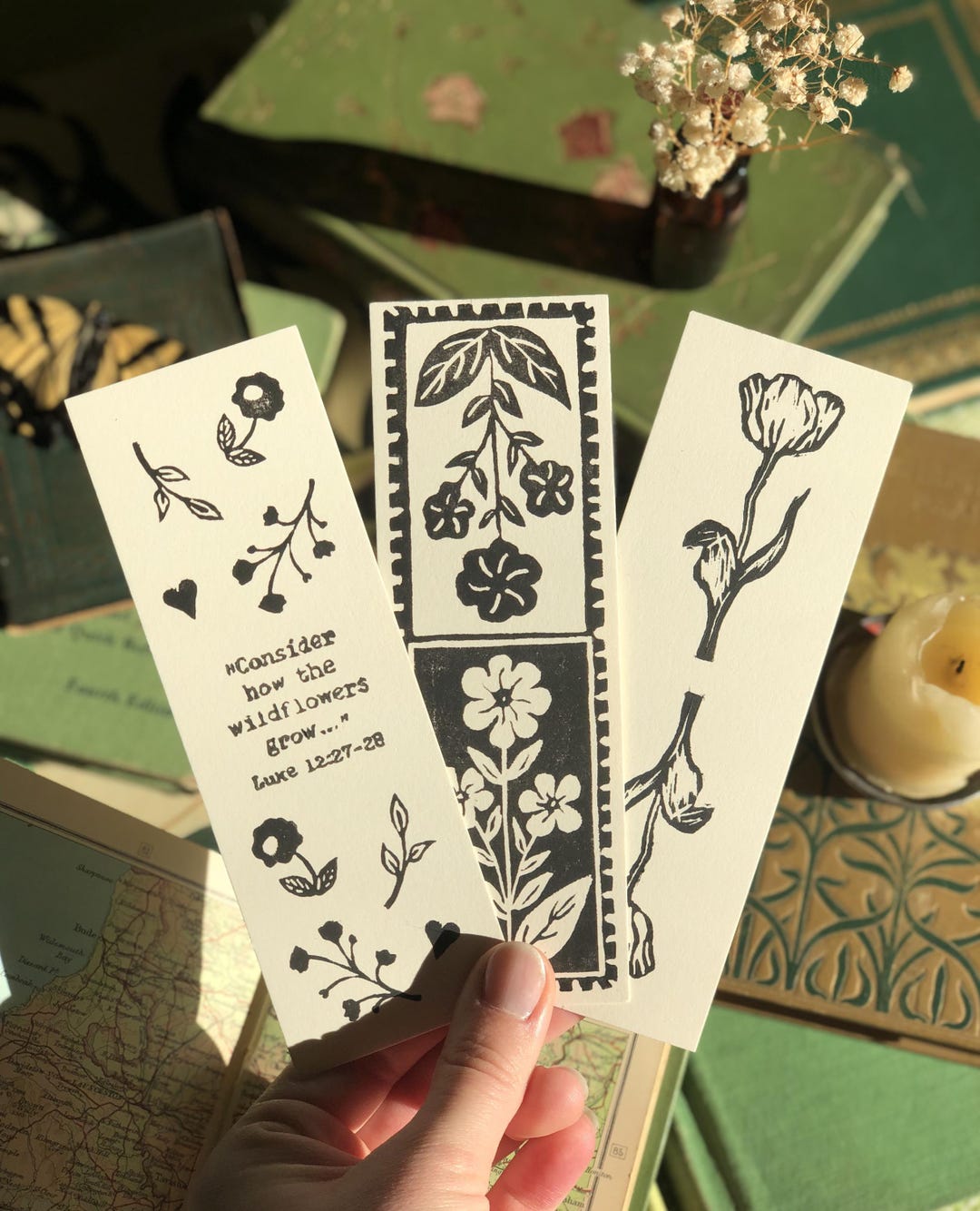 Wildflower Floral Bible Verse Handmade Linocut Block Print Stamp ...