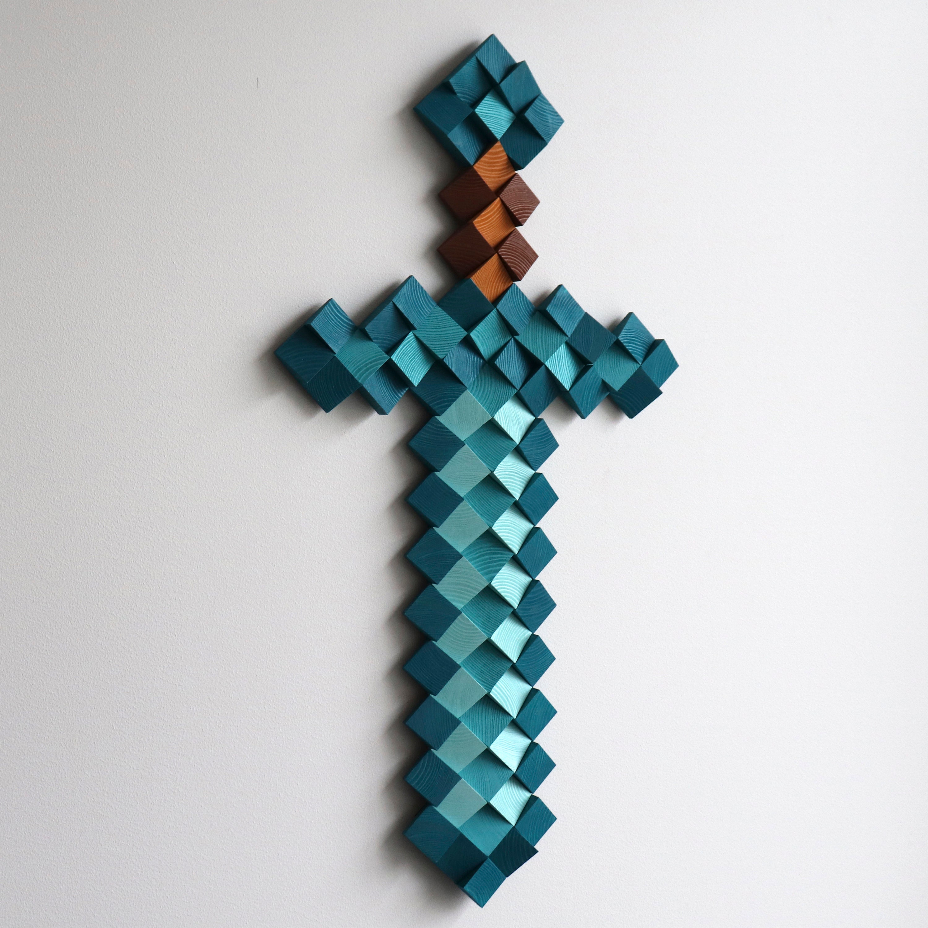 Minecraft Wall Art diamond Sword Gaming Room Art Kids Wall Art Boys ...
