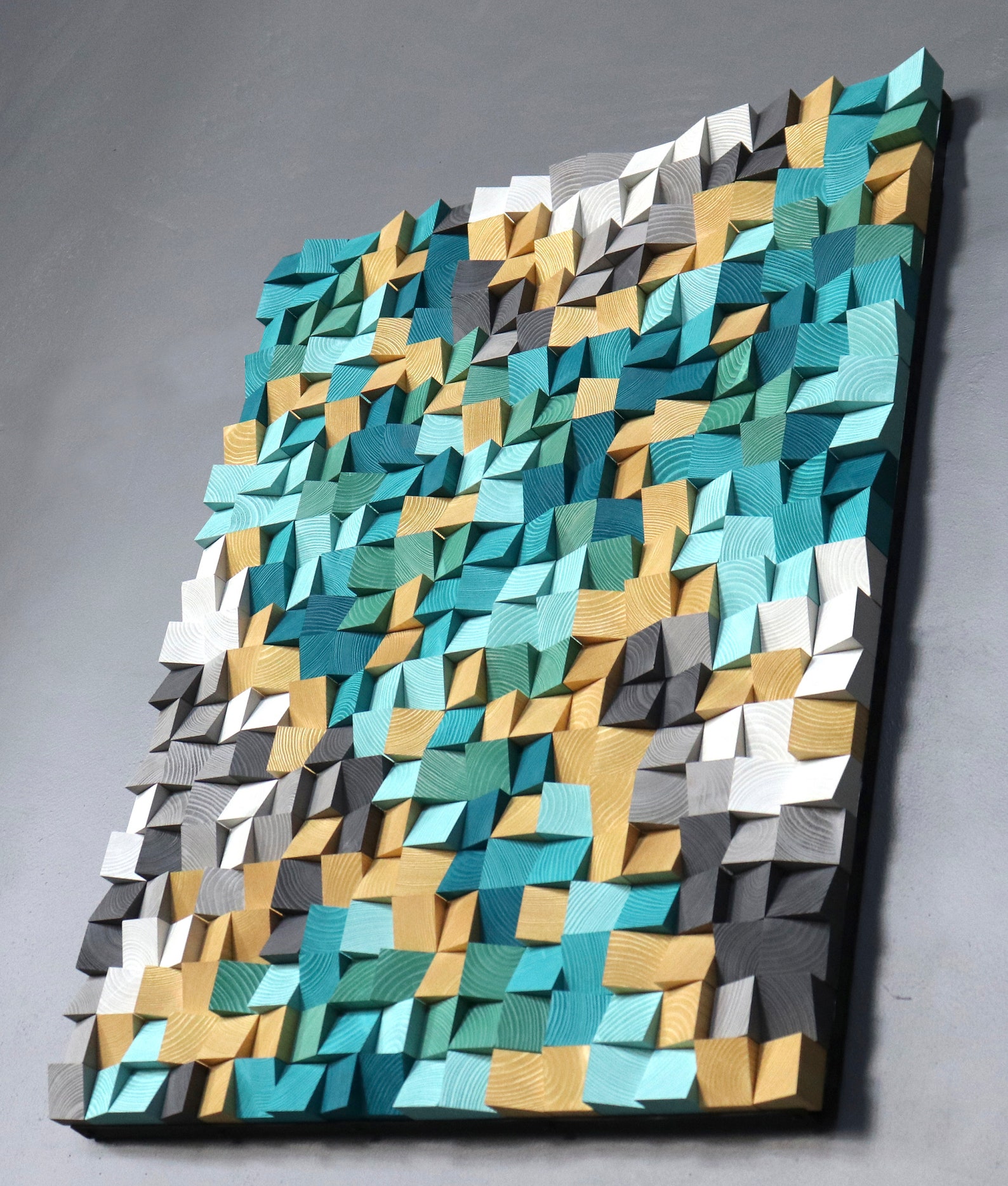 Sea Breeze Wood Mosaic Wall Art – Geometric Sculpture - Etsy