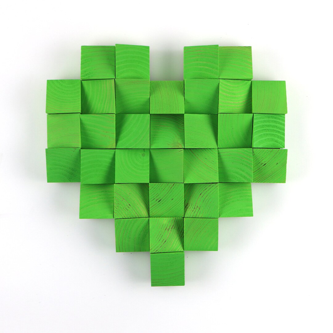Green Heart Wooden Wall Decor – Handmade Pine Wood Art - Etsy