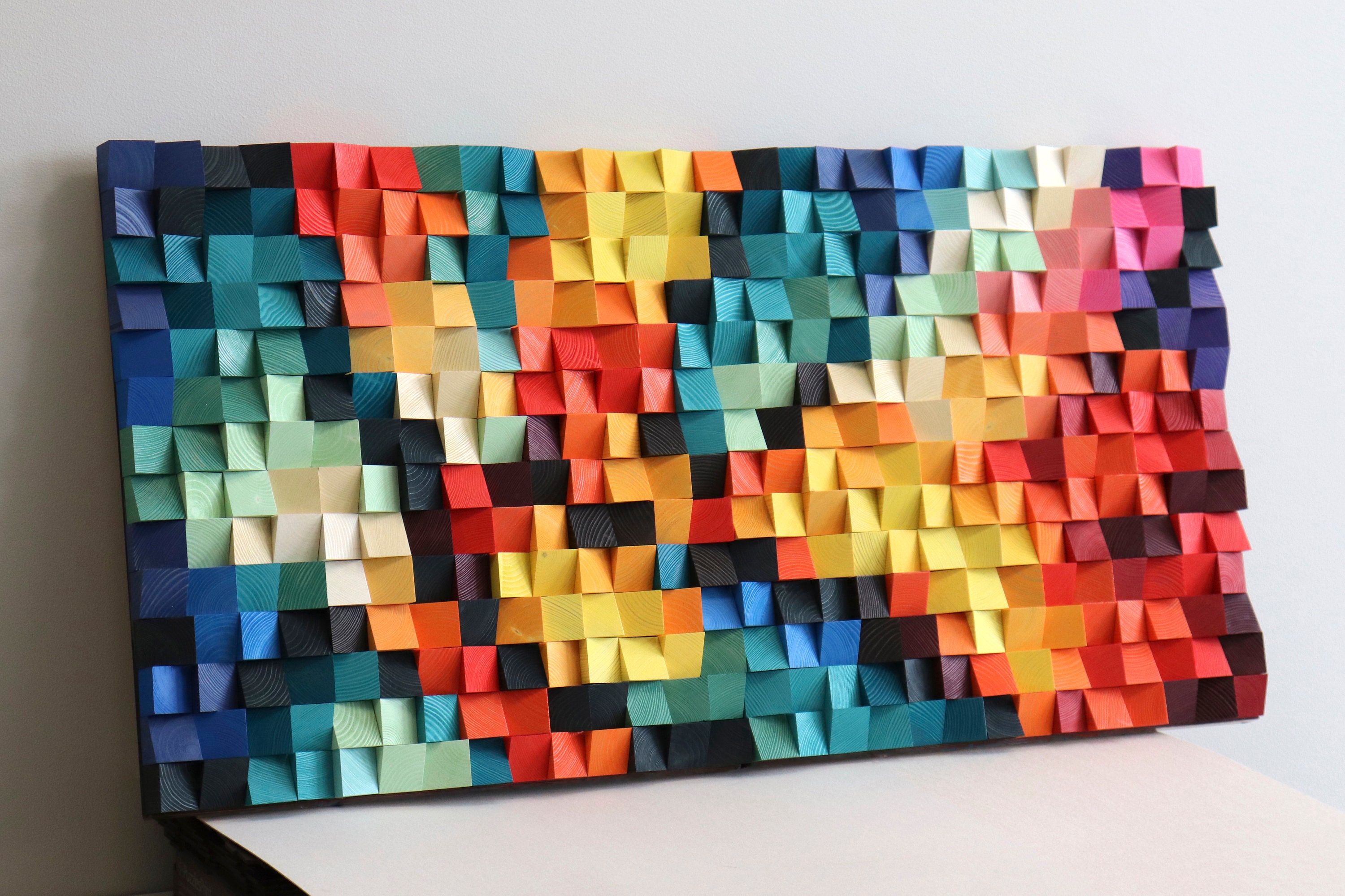 Mosaic Wood Wall Art – Abstract Painting, Sound Diffuser - Etsy