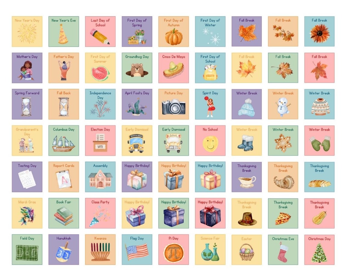 Classroom Pocket Calendar Watercolor Outer Space | Printable | PDF - Etsy