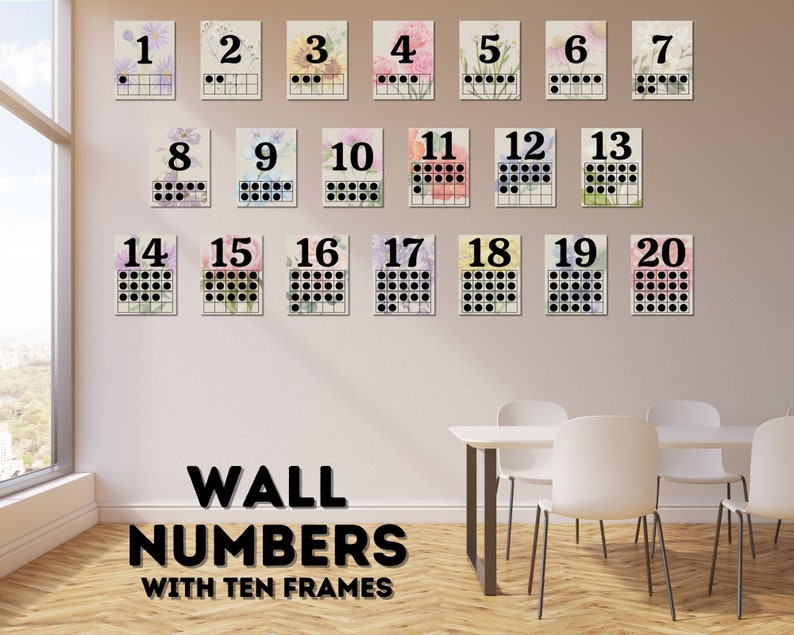 Floral Numbers Tens Frames Printable Classroom Wall Decor | PDF & JPEG ...