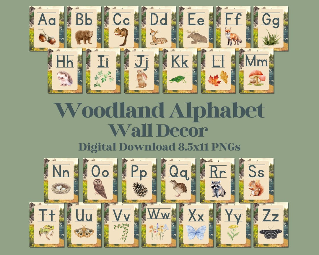 Woodland Animals | Alphabet Printable Classroom or Bedroom Wall Decor ...