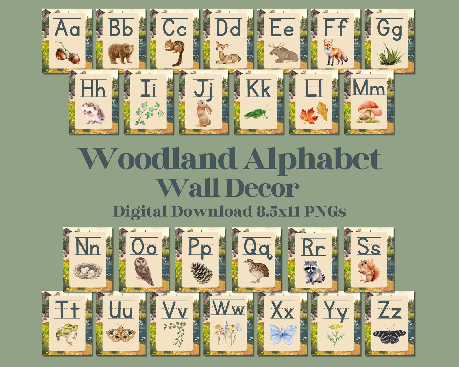 Woodland Animals | Alphabet Printable Classroom or Bedroom Wall Decor ...