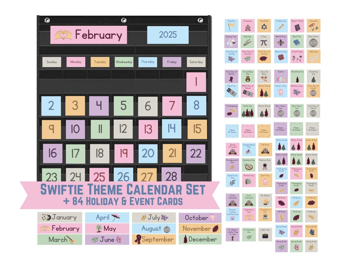 Classroom Pocket Calendar Swiftie-inspired | Printable | PDF - Etsy