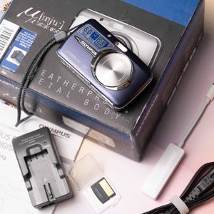 Boxed Starry Blue Olympus Mju 600 Mint TESTED Vintage Digital Camera ...