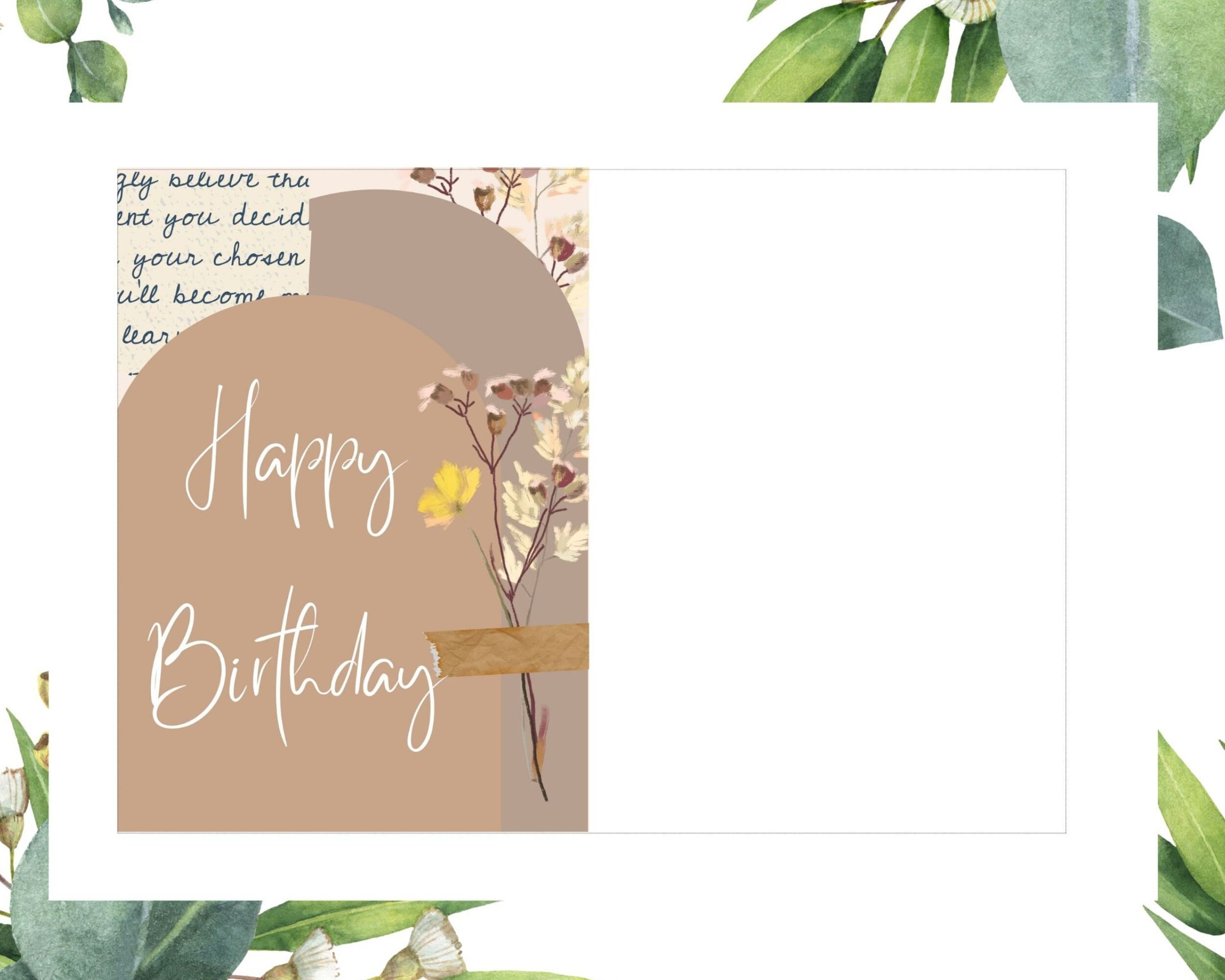 Happy Birthday Digital Card Printable Birthday Floral Card - Etsy