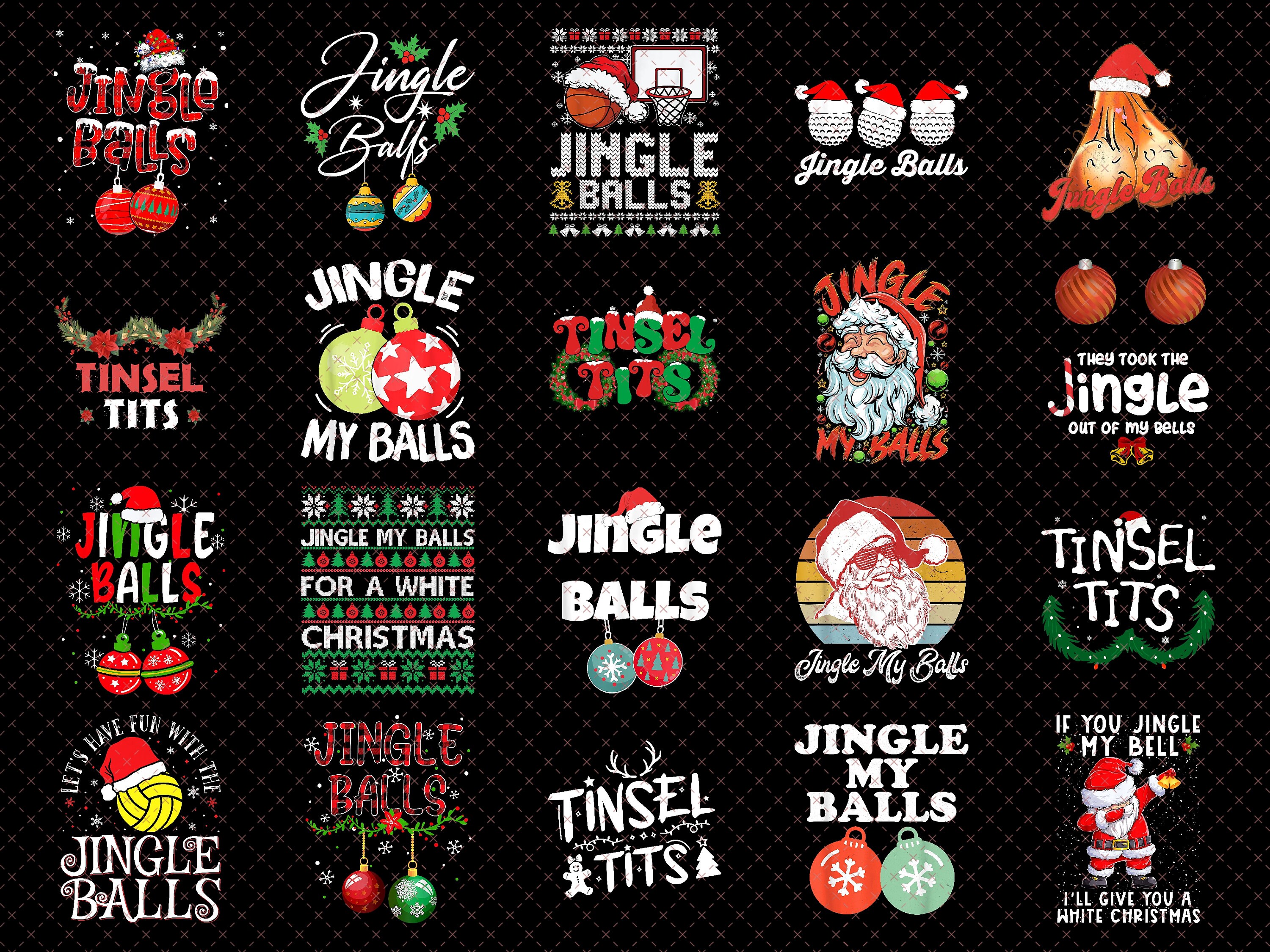 Jingle Balls Png Tinsel Tits Png Chest Nuts Png Funny Etsy