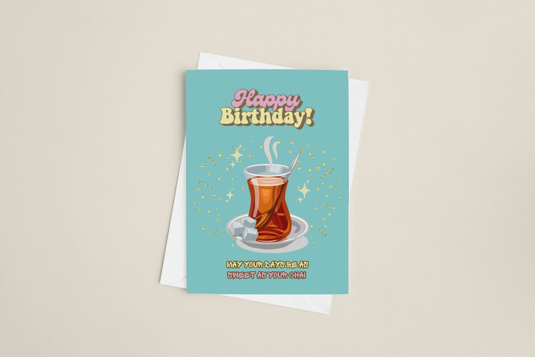 Chai Istikan Birthday Card - Arabic Middle Eastern Tea Lover Greeting ...