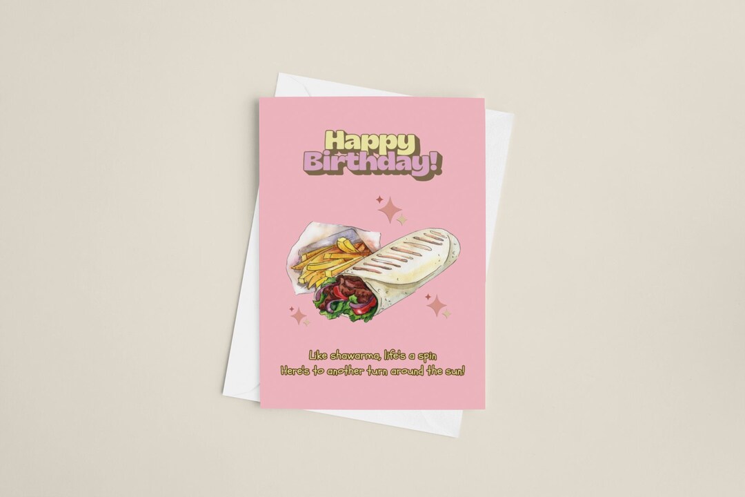 Shawarma Birthday Card Arab Food Greeting Card Arabic Greeting Card ...