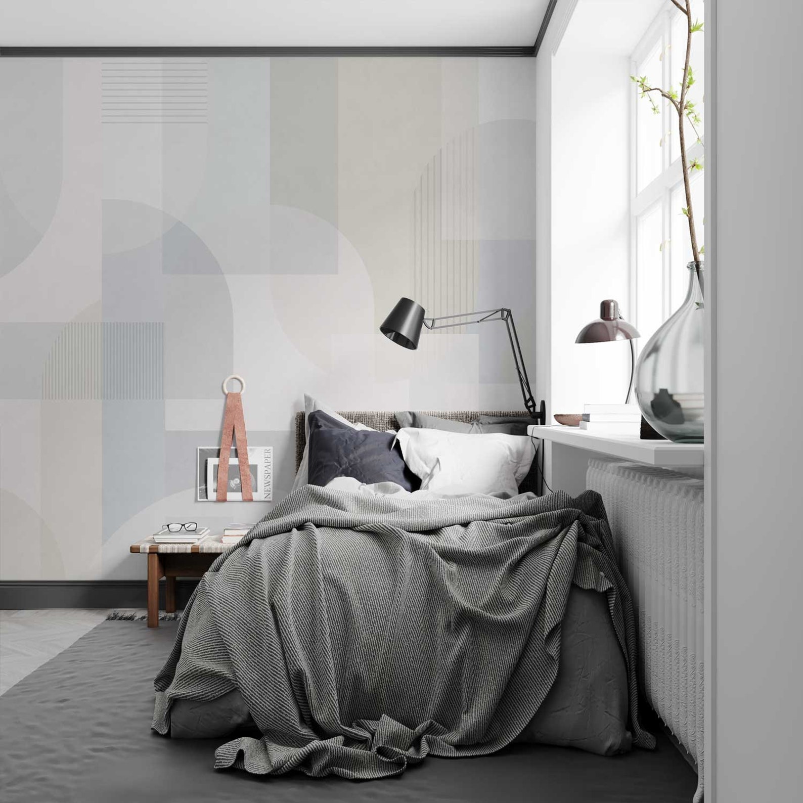 Gentle Abstract Wallpaper for the Bedroom, Geometric Wallpaper, Graphic ...