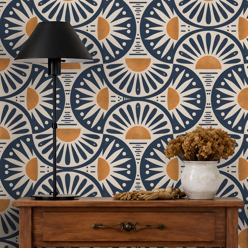 Wallpaper Geometric Mcm - Etsy