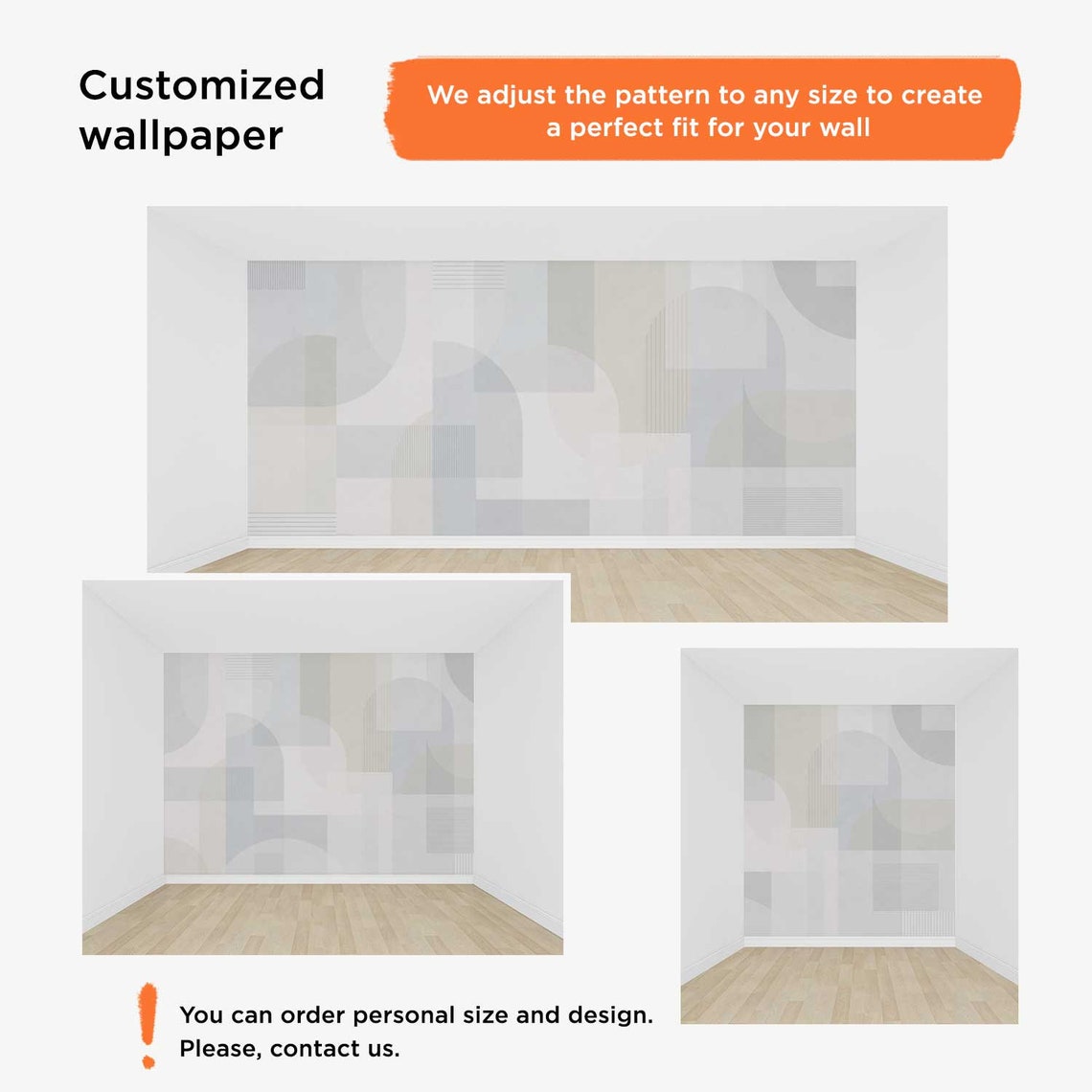 Gentle Abstract Wallpaper for the Bedroom, Geometric Wallpaper, Graphic ...