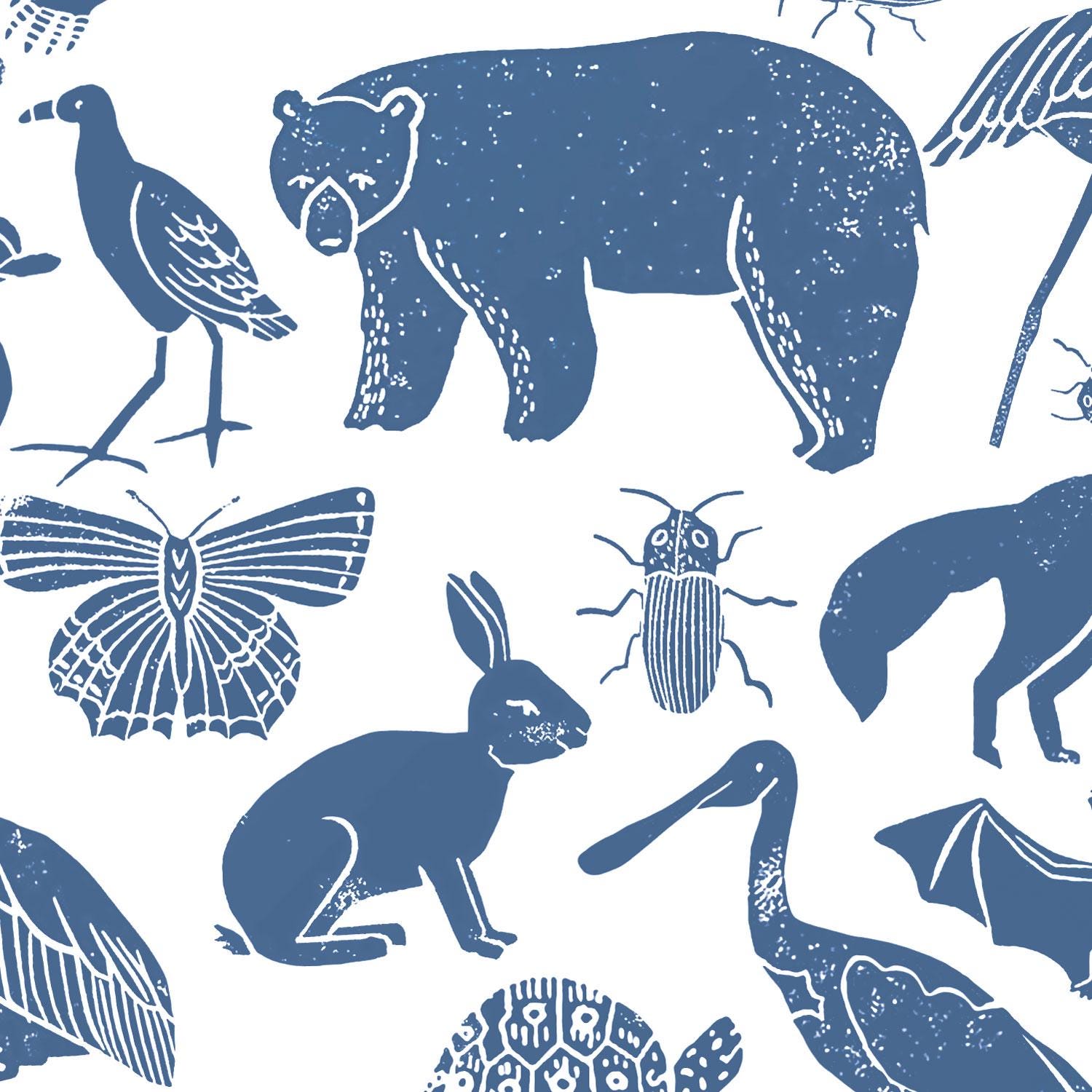 Blue Animal Wallpaper for Kids Room – Forest Safari Wall Mural With ...
