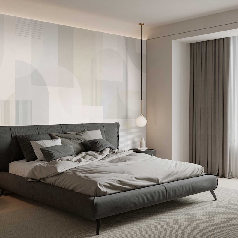 Gentle Abstract Wallpaper for the Bedroom, Geometric Wallpaper, Graphic ...