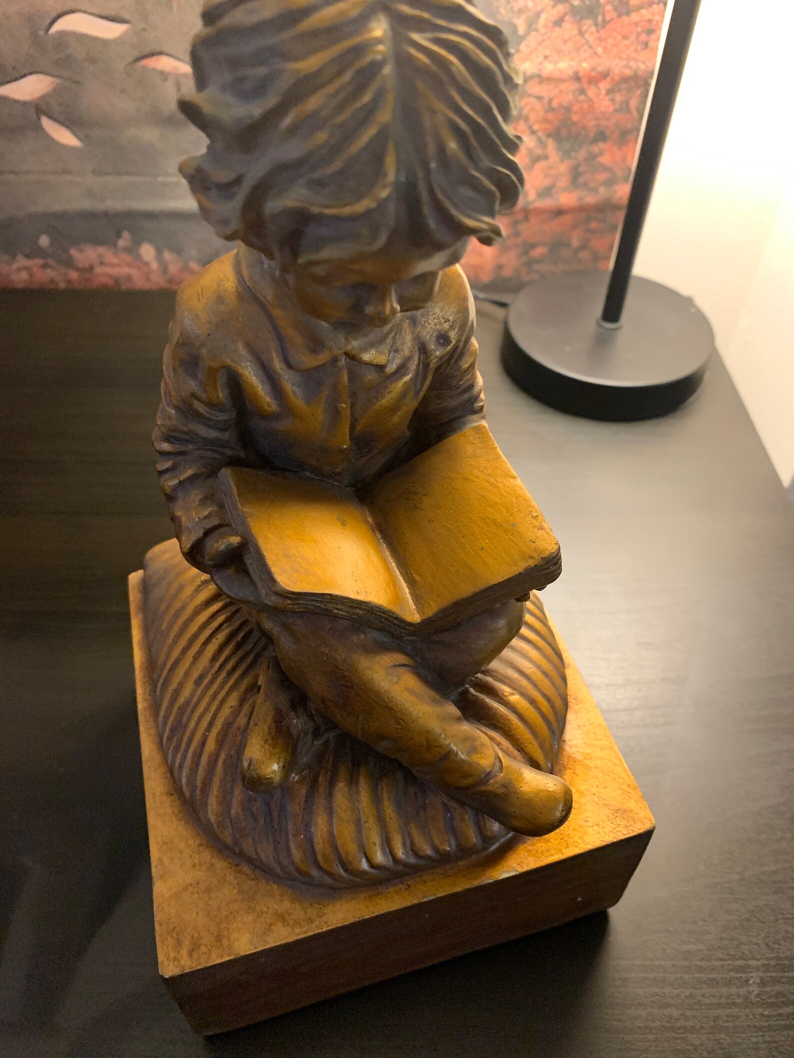 Bookend, Vintage 70's, Gold Resin Bookend With Wood Base, 3lb, Vintage ...