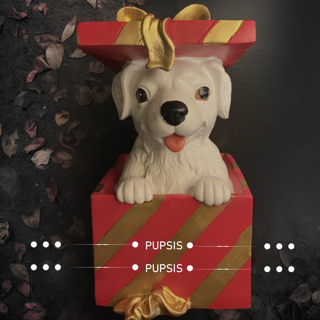 Christmas Decor, White Lab Gift Box, Statue, 7lb Statue of a Dog Inside ...