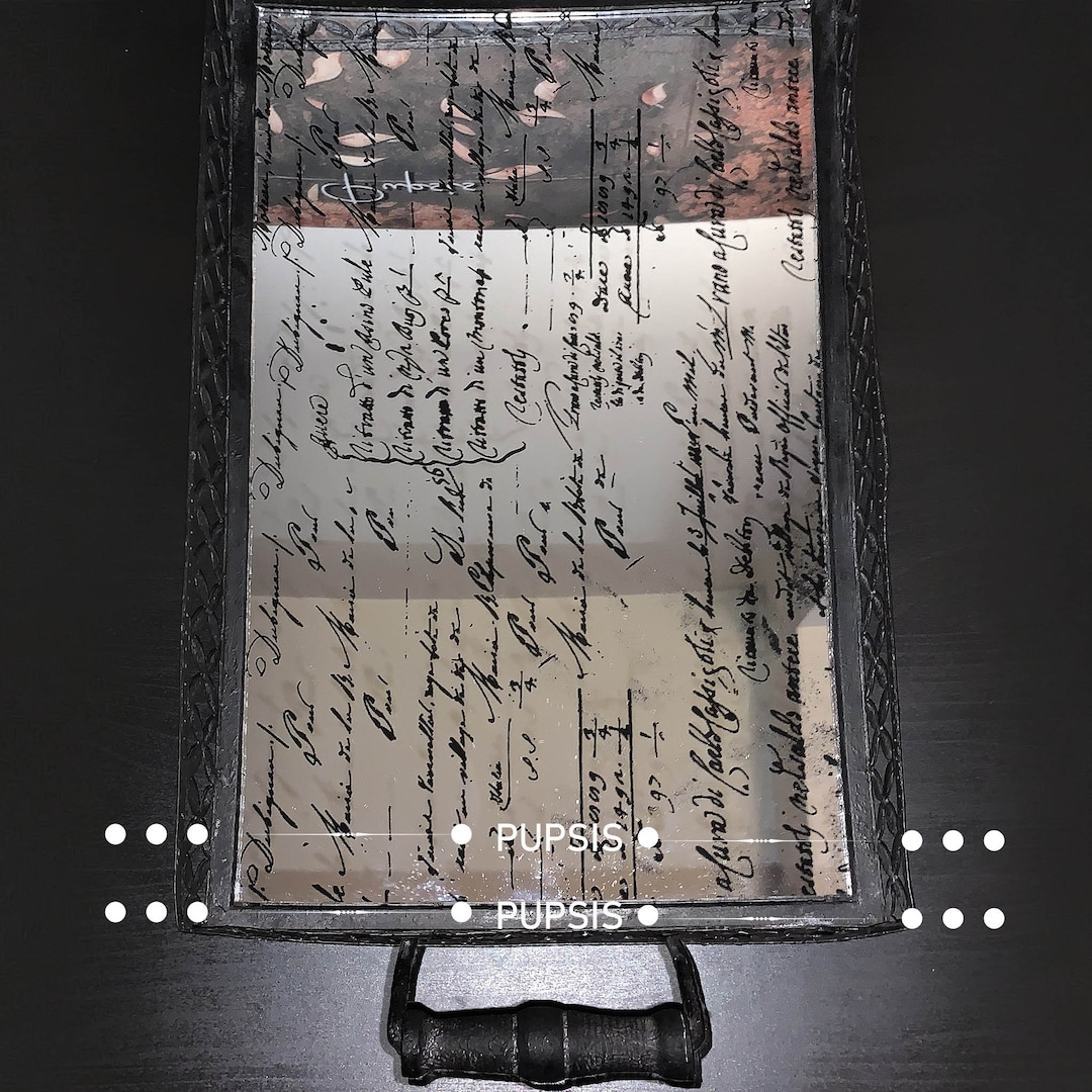 Home Accents, Mirror Tray, 23'' Elegant Black Cursive Writing on Mirror ...