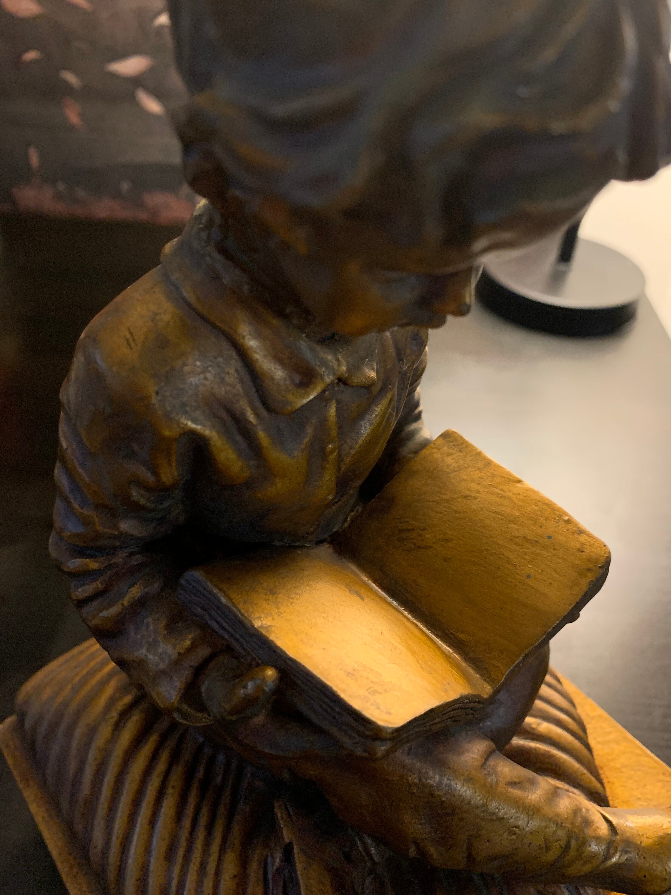 Bookend, Vintage 70's, Gold Resin Bookend With Wood Base, 3lb, Vintage ...