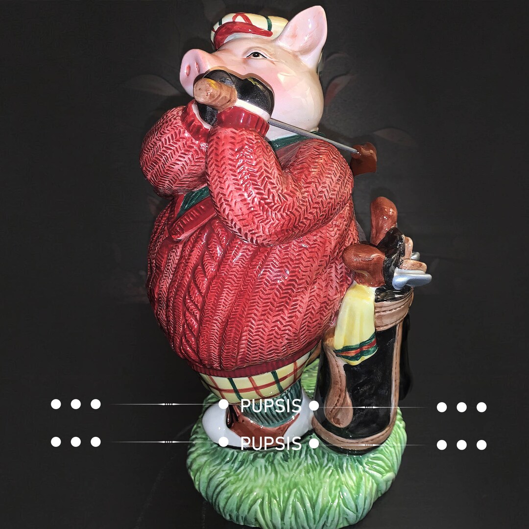Vintage, Fitz & Floyd, Golfing Pig Candy Jar Rare VTG, Gift for Dad ...