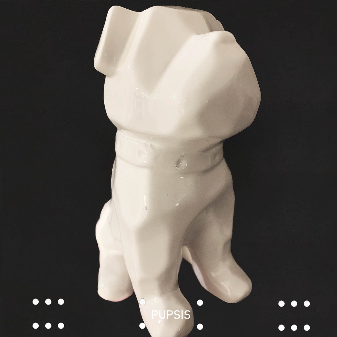 Statue, Fragile Gift, White Lab, White Puppy Art, Ceramic Glass Dog ...
