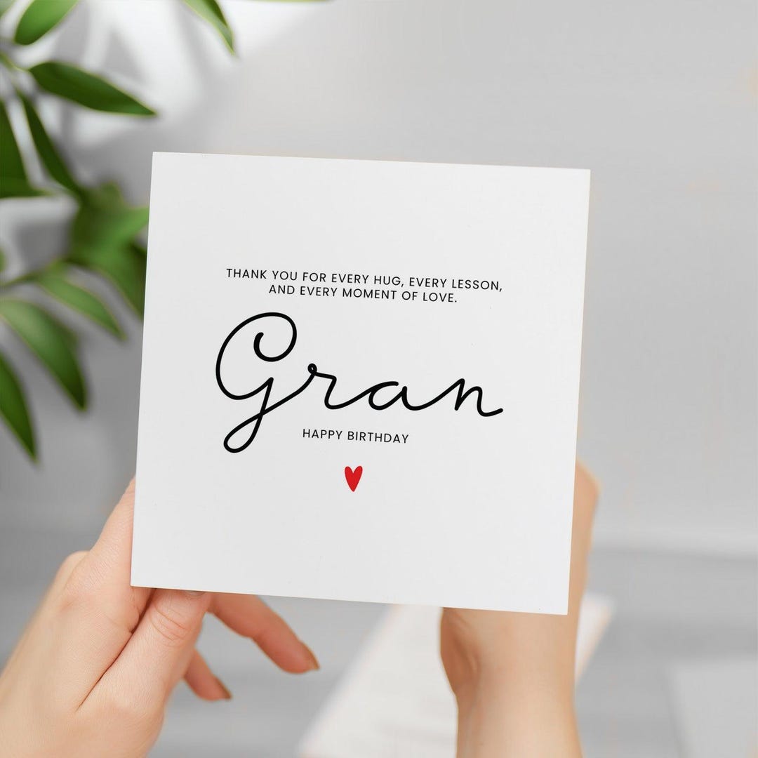 Gran Birthday Card for Her, Thank You Gran Birthday Card, Birthday Gift ...