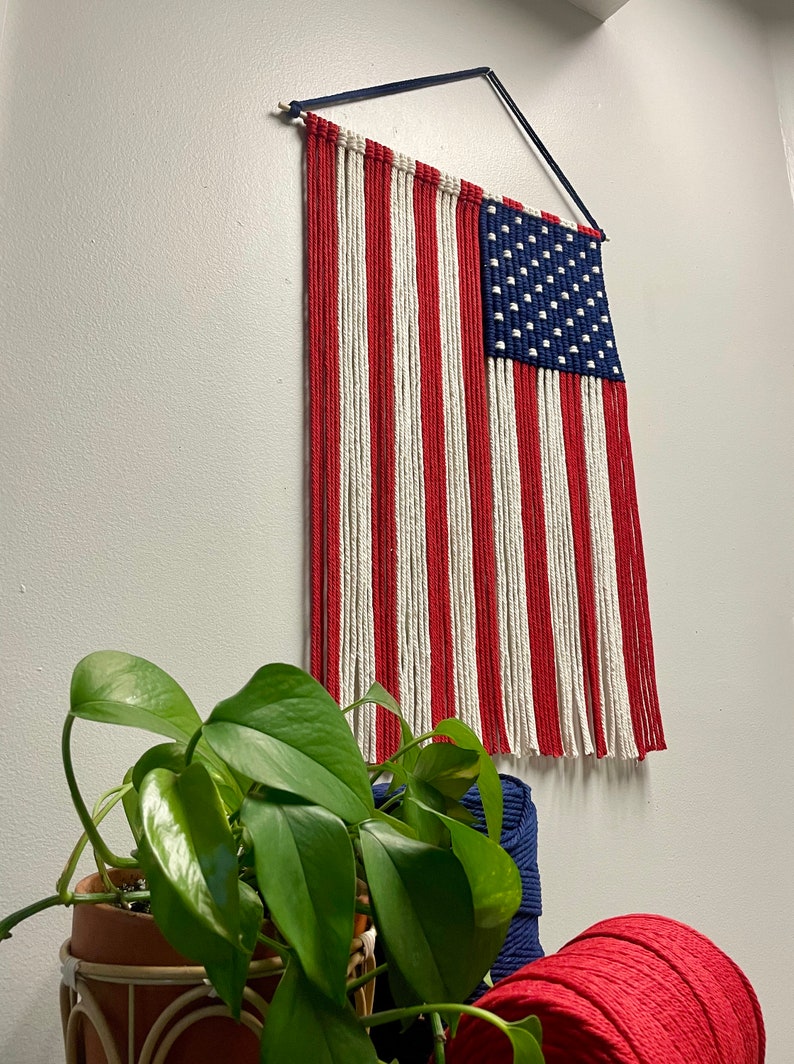 American Flag Macrame, Wall Hanging Macrame, Bohemian Decor, Macrame Decor, USA - Etsy