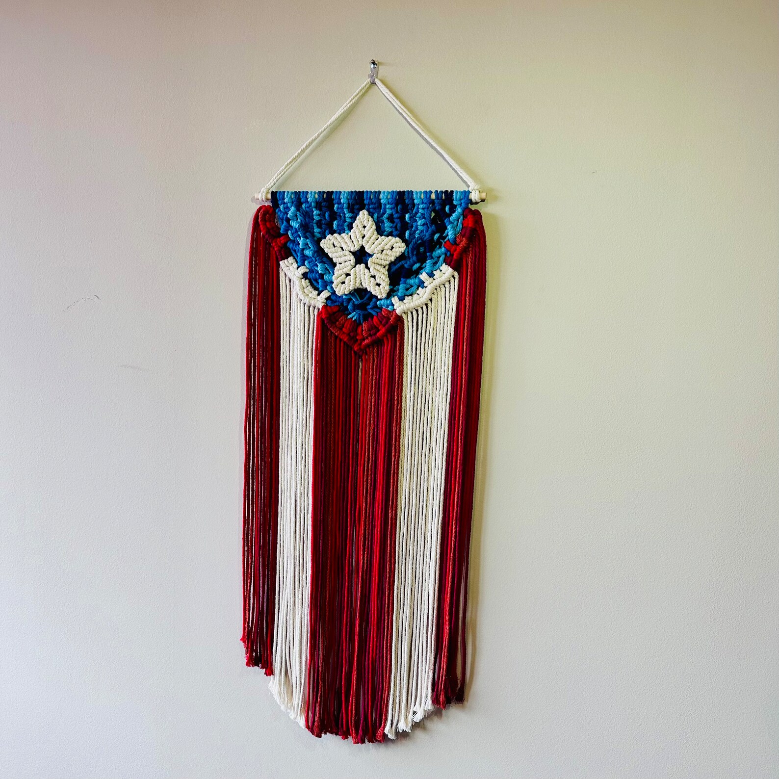 Puerto Rico Flag Macrame, Knitted, Vintage, Wall Hanging Macrame ...