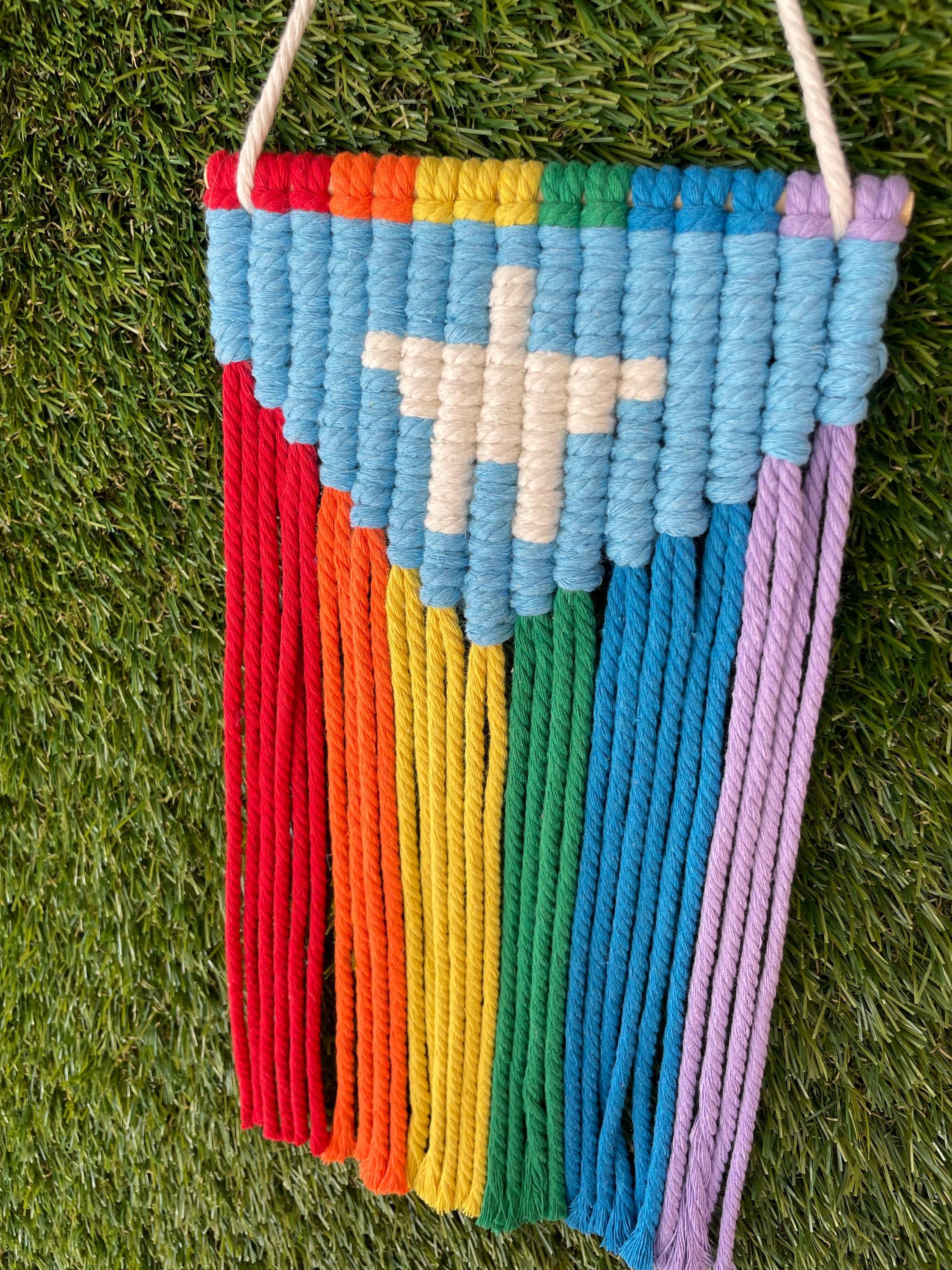 Puerto Rico Flag Macrame, Wall Hanging Macrame, Macrame Decor, Puerto Rico, Boricua, Mini, LGBTQ ...