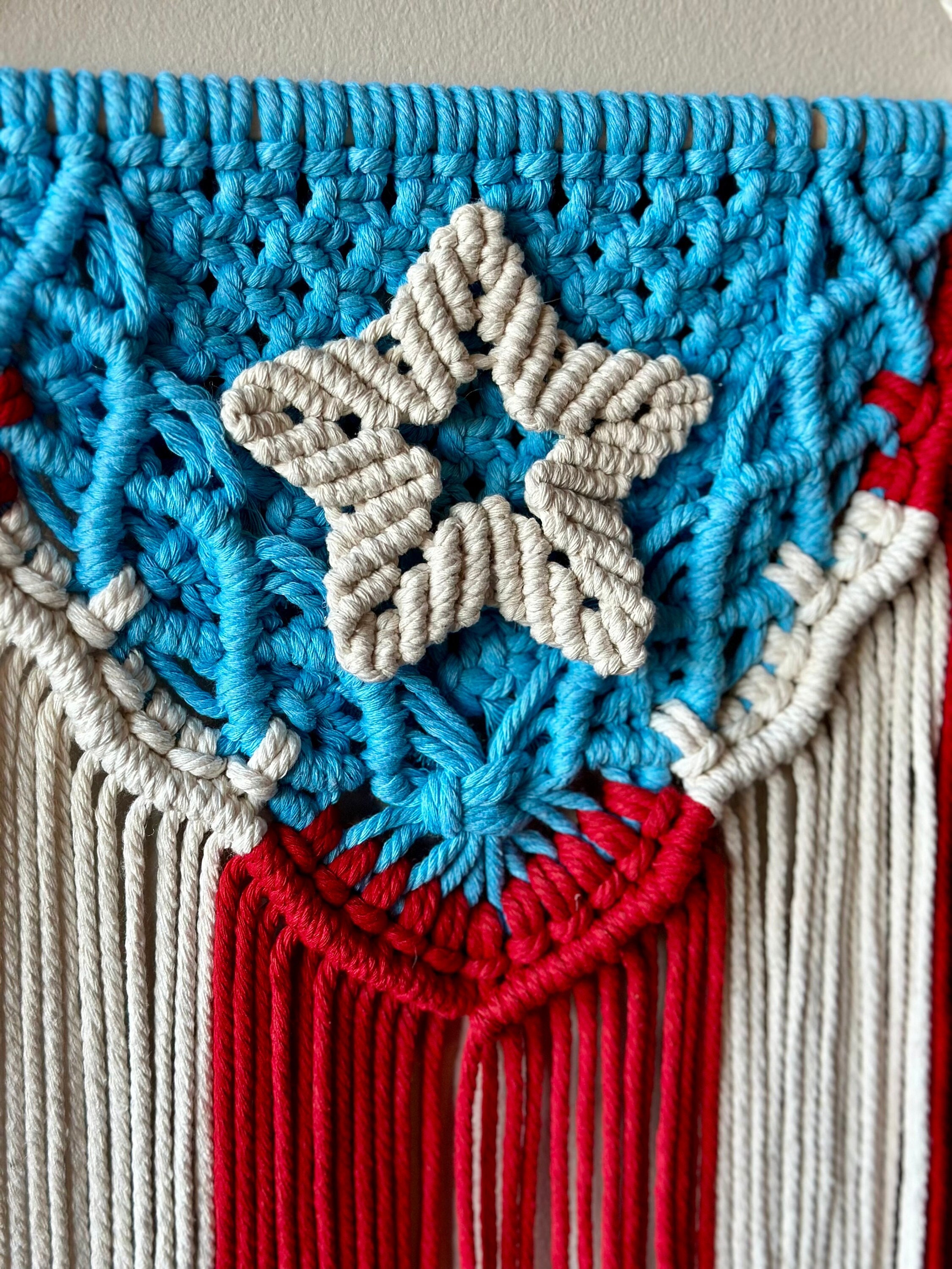 Puerto Rico Flag Macrame, Wall Hanging Macrame, Bohemian Decor, Macrame ...