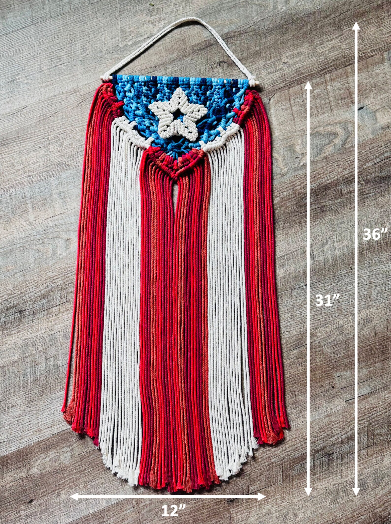Puerto Rico Flag Macrame, Knitted, Vintage, Wall Hanging Macrame ...
