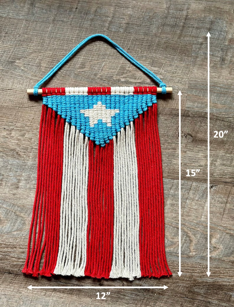 Puerto Rico Flag Macrame, Wall Hanging Macrame, Macrame Decor, Puerto ...